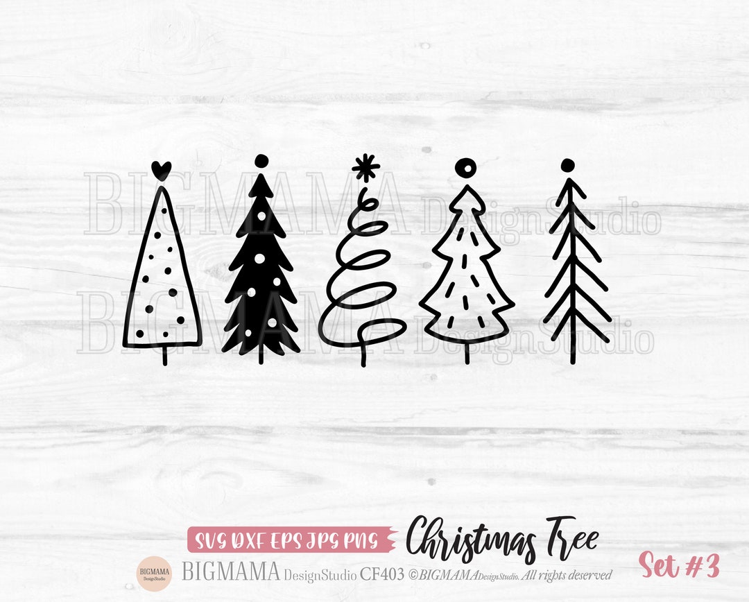 Christmas Tree Svg,pine Tree,svg Bundle,hand Drawn,xmas,dxf,shirt,vinyl ...