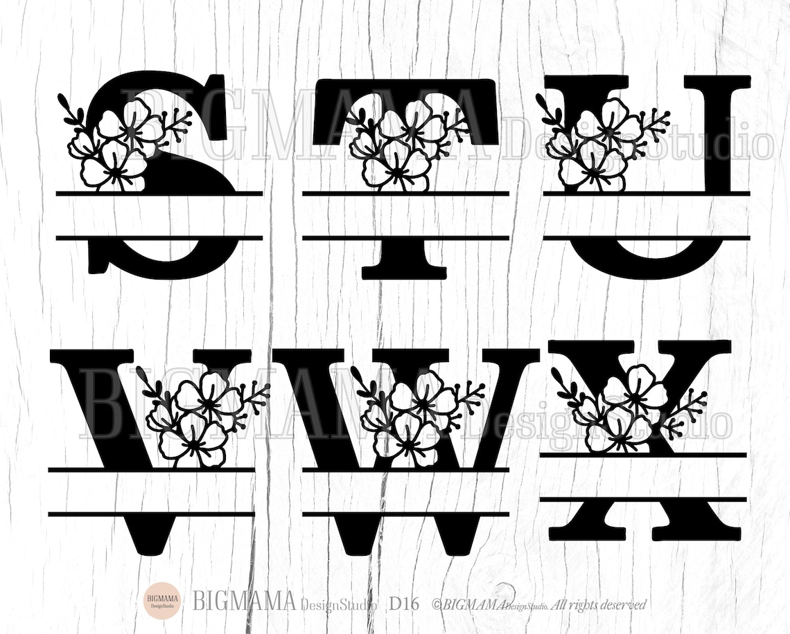 Flower Split Letters A-Z Svgfloral - Etsy