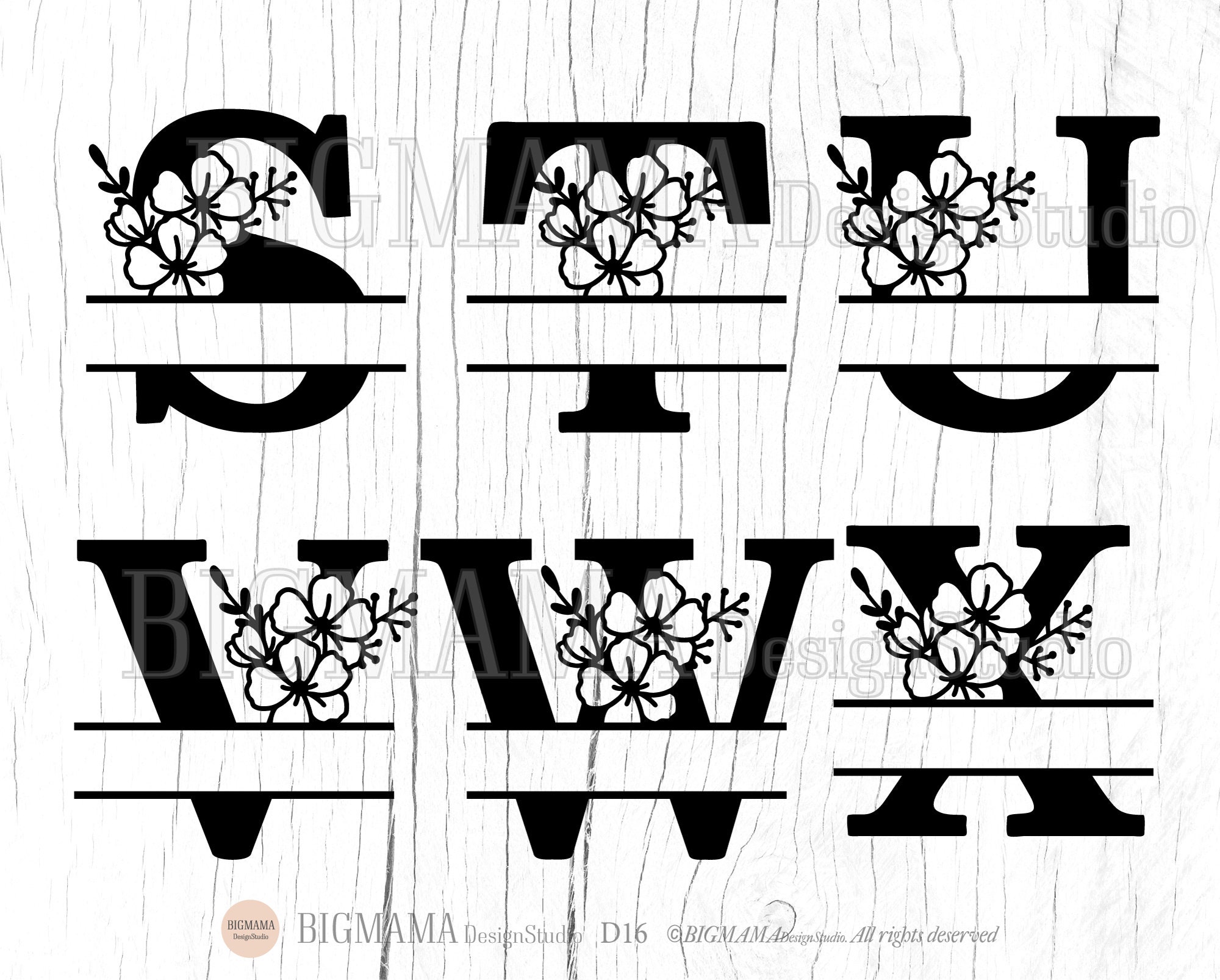 Flower Split Letters A-Z Svgfloral - Etsy