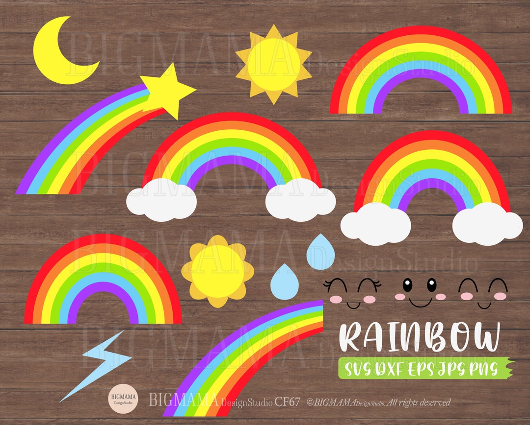 Rainbow SVG Bundle,cloud,weather Svg,rainbow,cut File,kids,baby,png ...