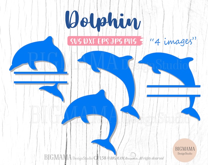 Dolphin Split Monogram Name Frame - Instant Digital Download - Svg, Png ...