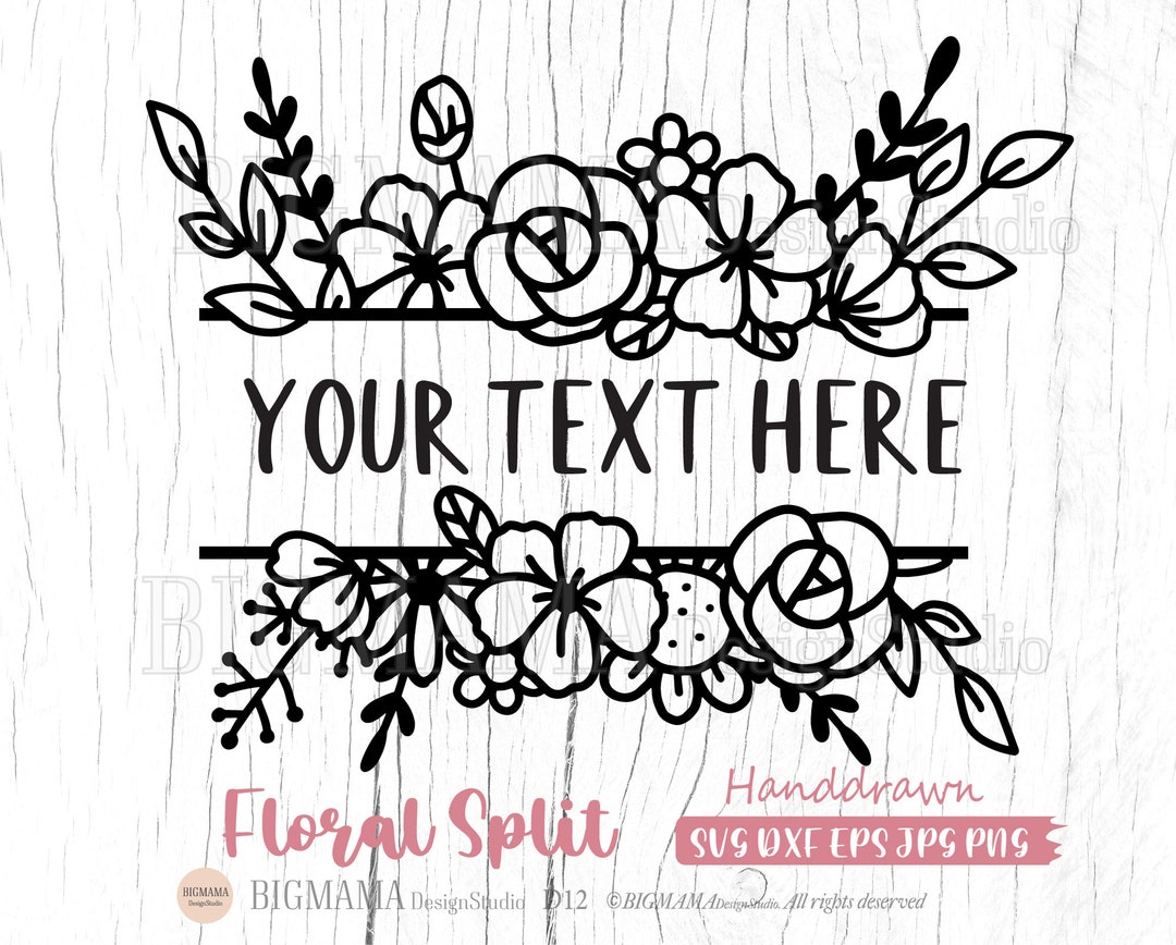 Floral Split Svg,frame,floral Border,wildflower,split Monogram,wedding ...