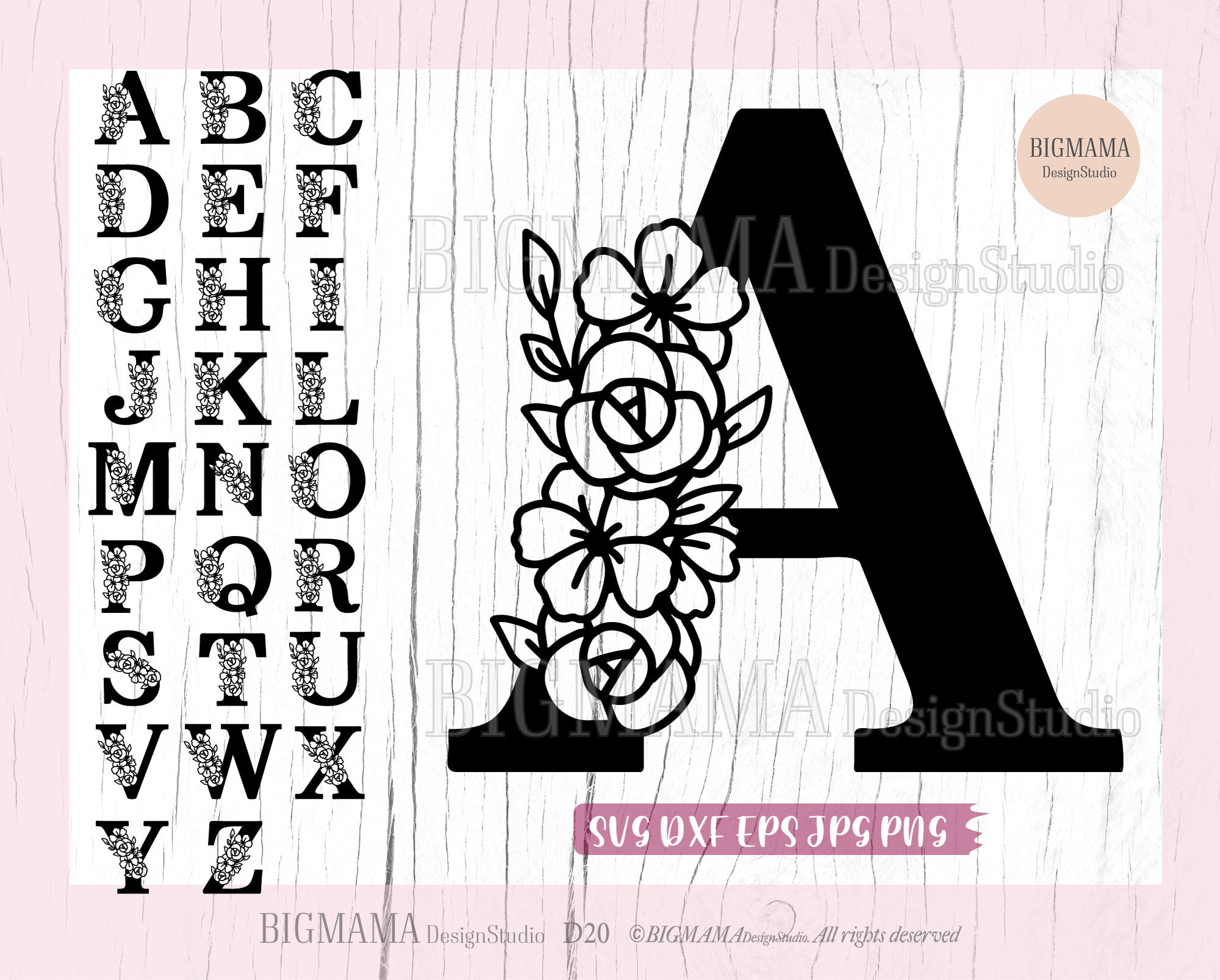 Floral Alphabet Svgflower Etsy