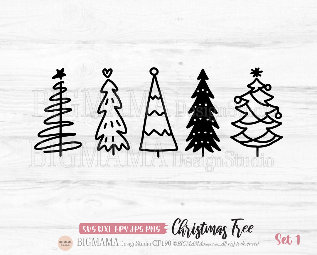 Christmas Tree Svg,pine Tree,svg Bundle,hand Drawn,xmas,dxf,shirt,vinyl ...