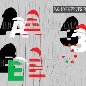 Christmas Alphabet Svg,numbers,letters,bundle,craft,santa,monogram,png ...