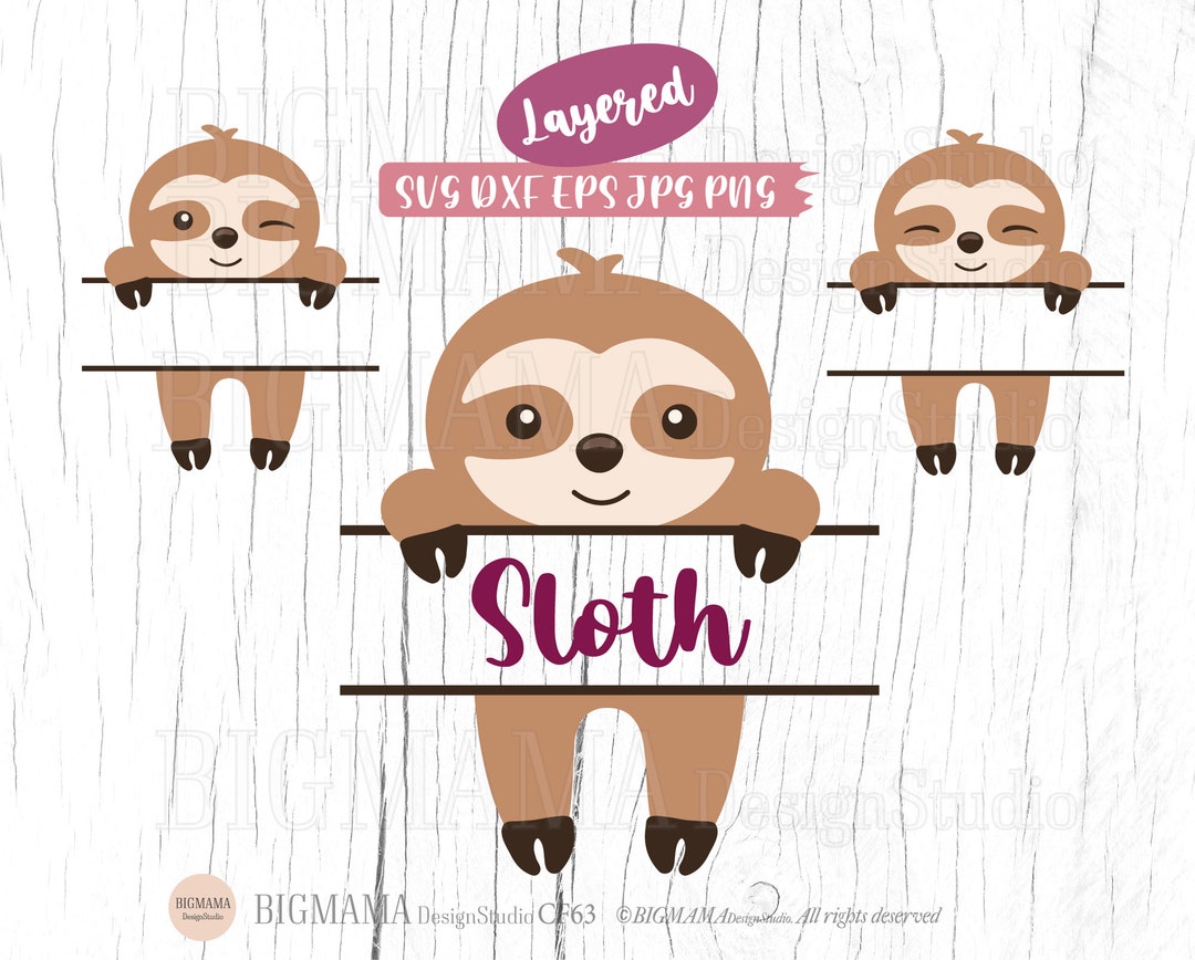 Baby Sloth Svg,dxf,sloth Name Svg,sloth Name Sign,cut File,layered ...