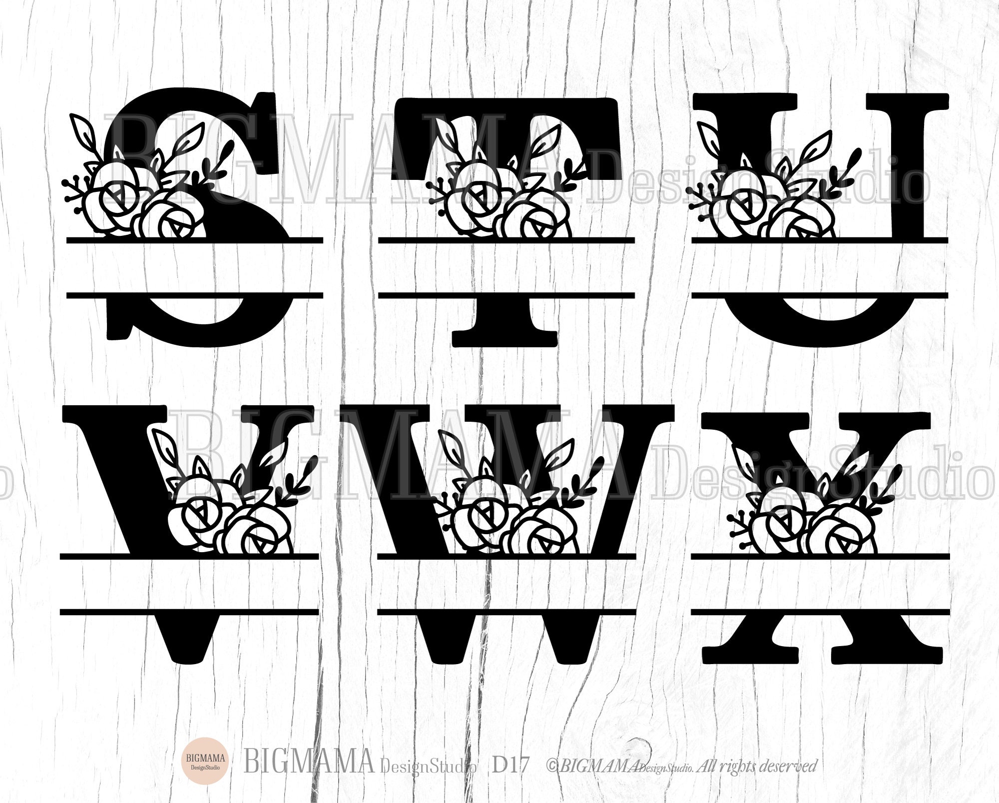 Floral Split Letters A-Z Svgfloral - Etsy