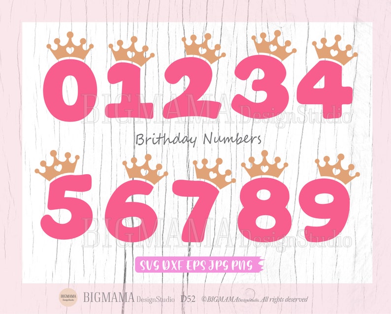 Numbers With Crown Svgprincessbirthdaydxfyear - Etsy