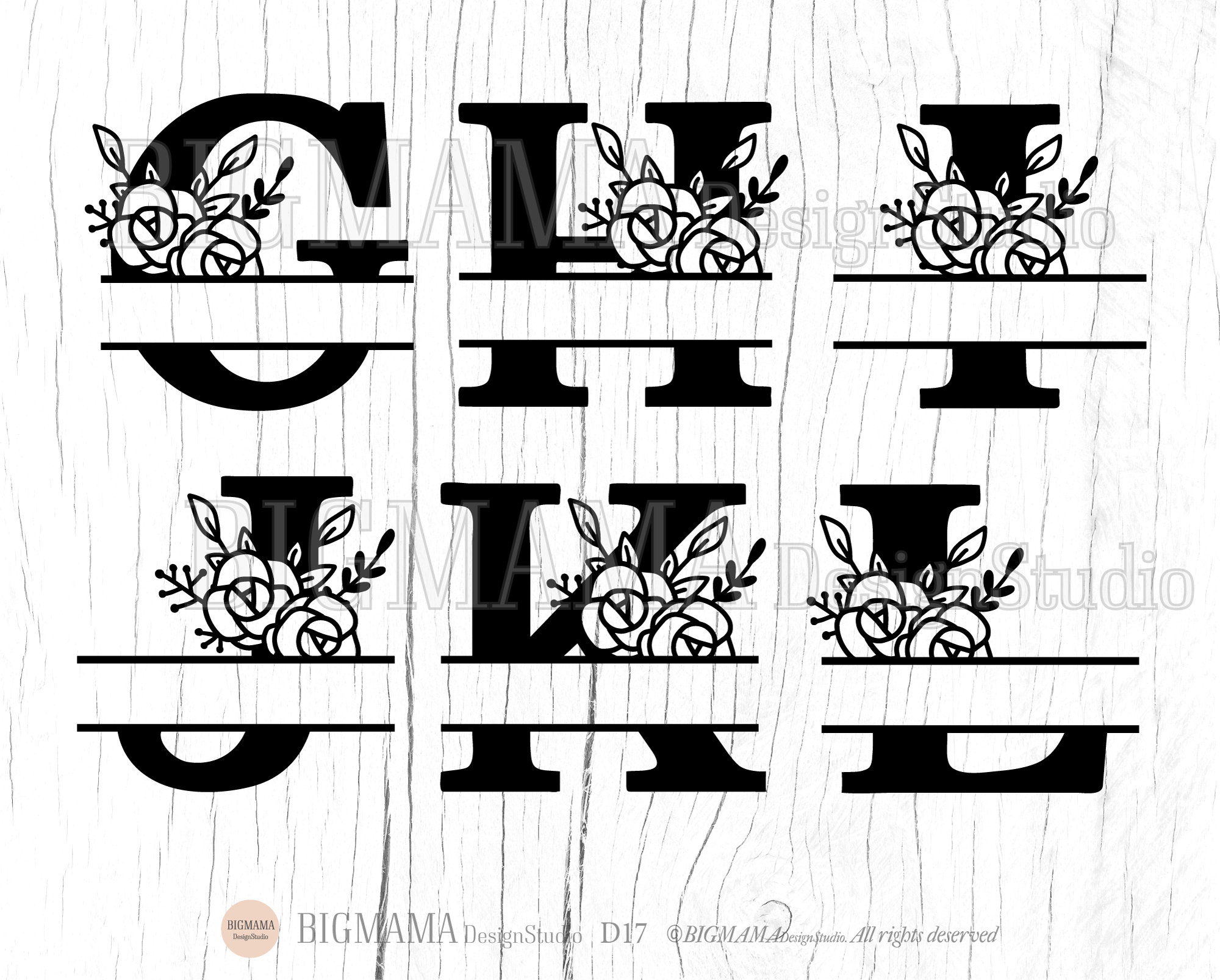 Floral Split Letters A-Z Svgfloral - Etsy