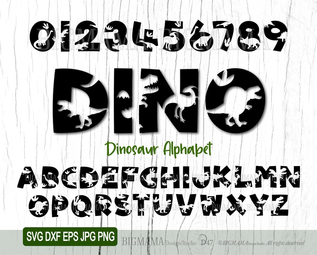 Dinosaur Alphabet Svg,numbers,letters,animal,jurassic Park,bundle ...