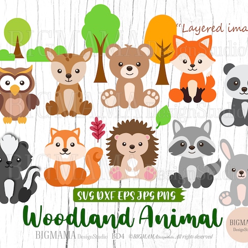 Woodland Animals Layered SVG Cut File Cricut Silhouette Forest - Etsy