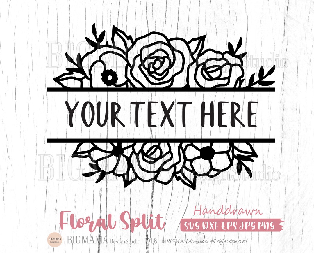 Split Floral Name Svg,frame,floral Border,wildflower,sign,rose,split ...