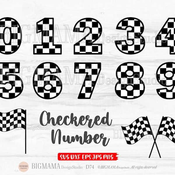 Checkered Flag Racing Number Svg - Etsy