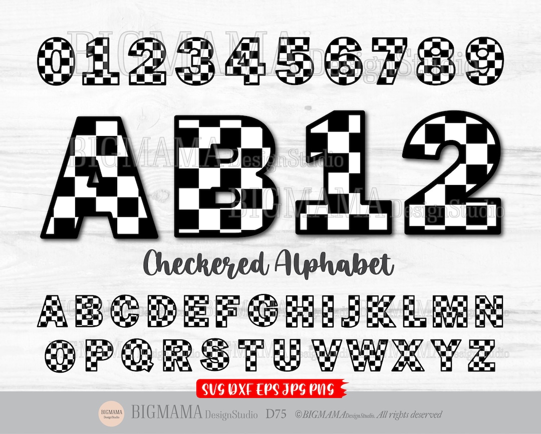 Checkered Alphabet Svg,racing,numbers,font,car,boys,race,finish Flags ...