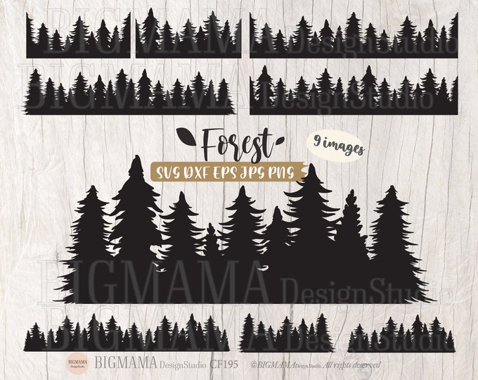 Forest Line SVG, Treeline Svg, Tree Svg, Tree Clipart Svg, Forest ...