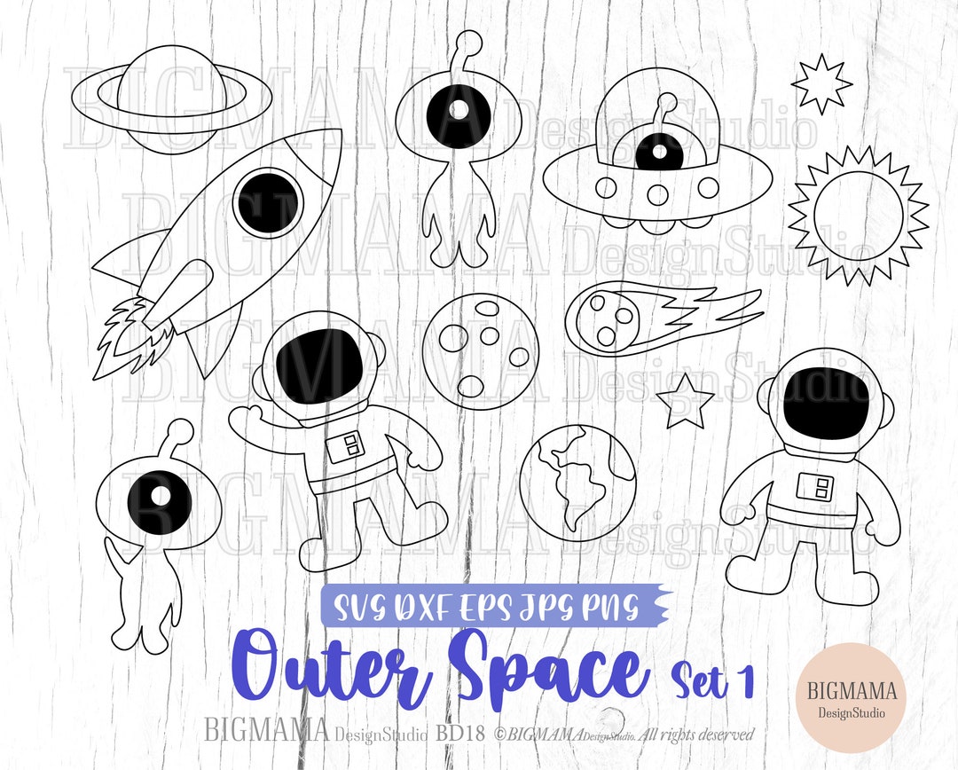 Outer Space Svg,roket,out Line,spaceship,astronaut,solar System ...