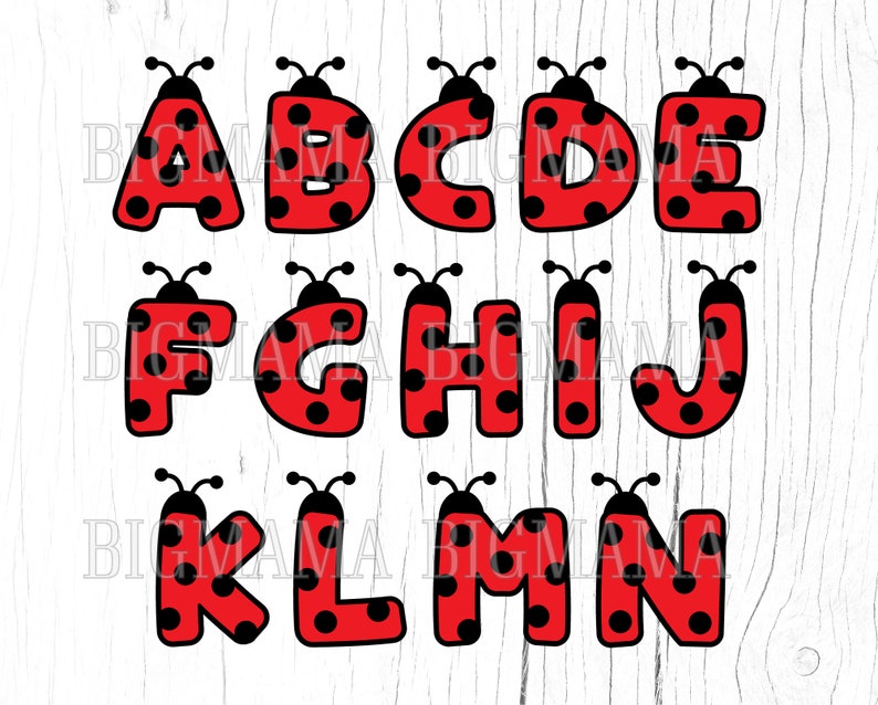 Ladybug Alphabet Svgdxflettersfontnumbersbirthdaycut - Etsy