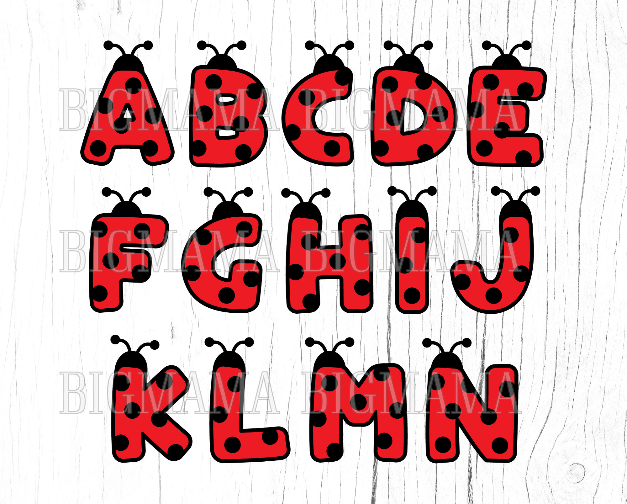 Ladybug Alphabet Svgdxflettersfontnumbersbirthdaycut - Etsy