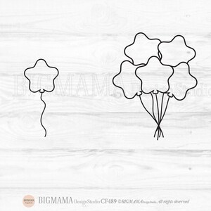 Star Balloon Svg,stars,cut File,line Art,party,birthday,outline,balloon ...