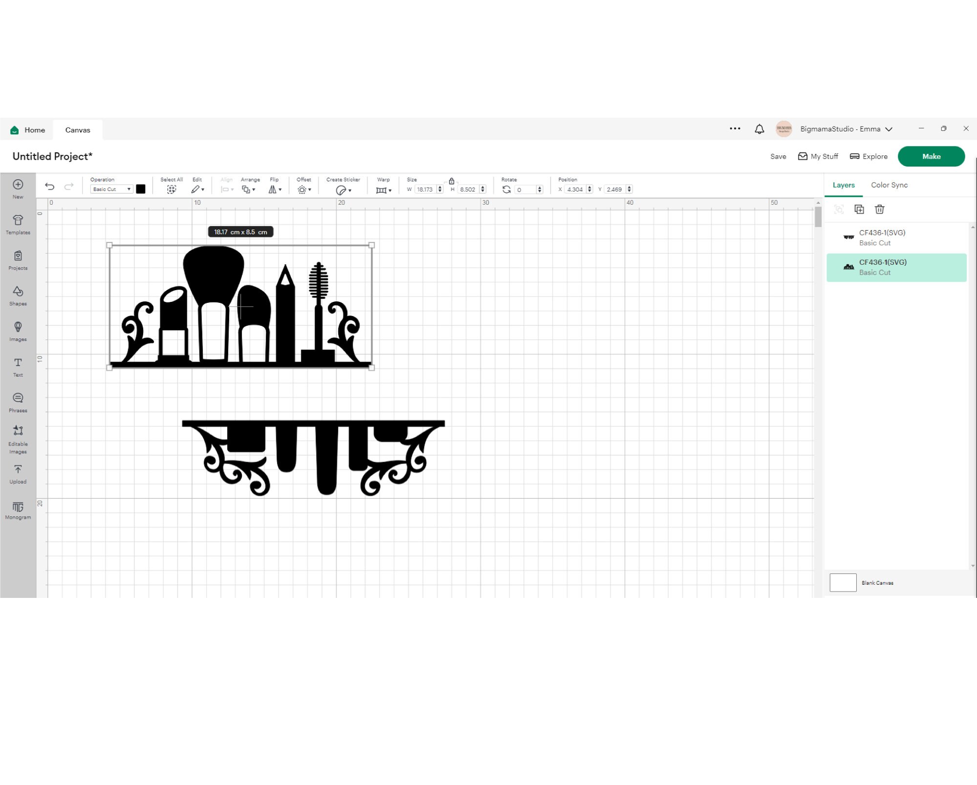 Makeup Split Svg,makeup Monogram,makeup Frame,beauty,cosmetics,dxf,name ...