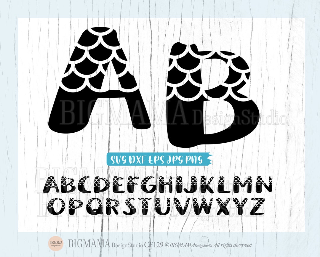 Mermaid Alphabet Svg,mermaid Scale,letters,alphabet Bundle,font ...
