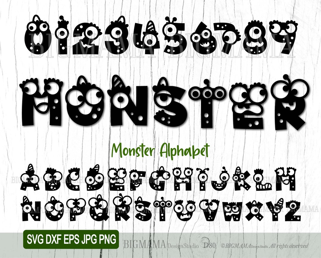 Monster Alphabet Svg,numbers,letters,boy,birthday Boy,bundle,name,png ...