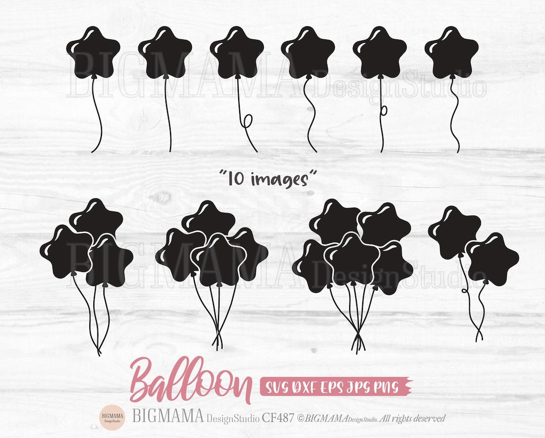 Star Balloon Svg,stars,balloon Cut File,party,birthday,outline,balloon ...