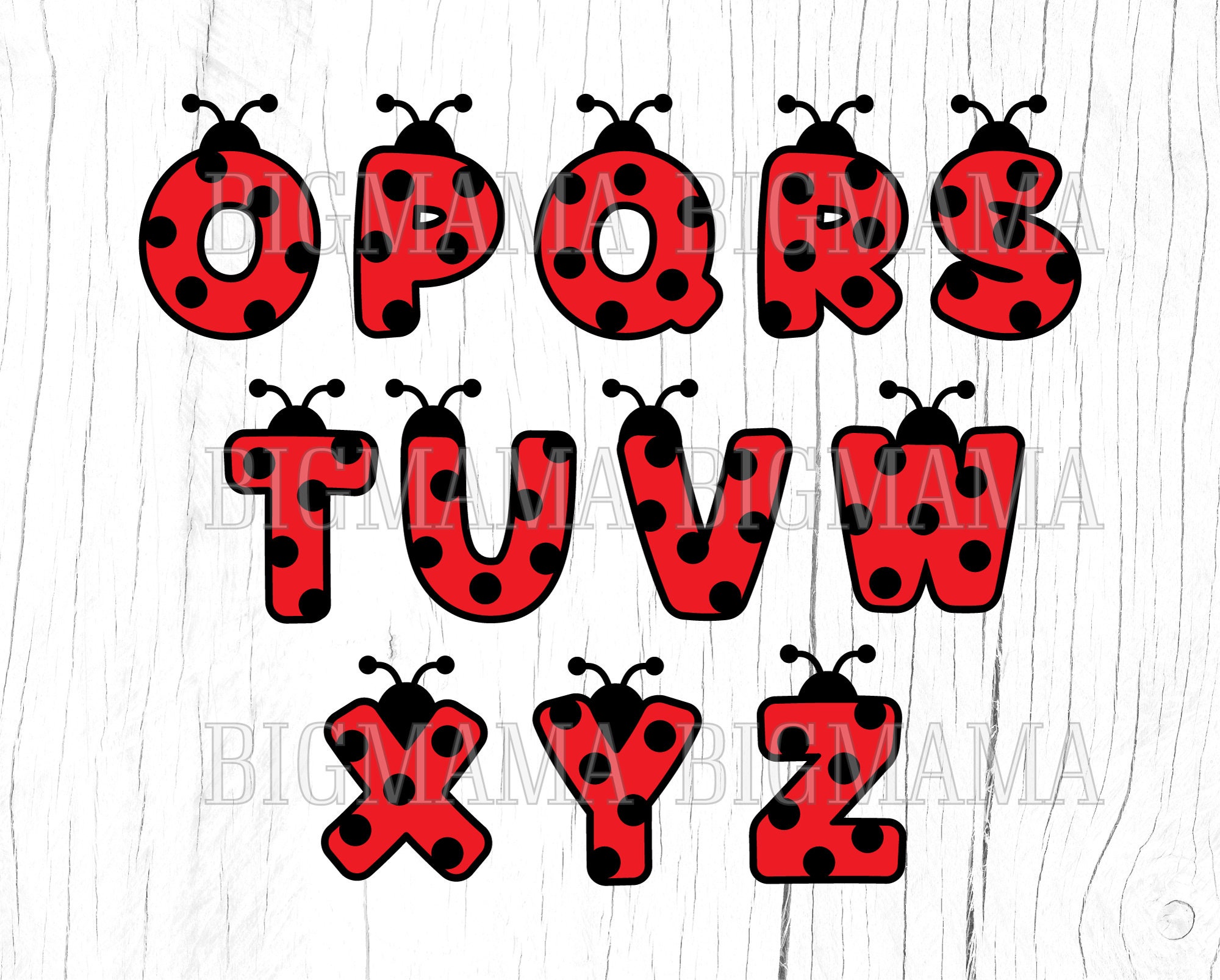 Ladybug Alphabet Svgdxflettersfontnumbersbirthdaycut - Etsy