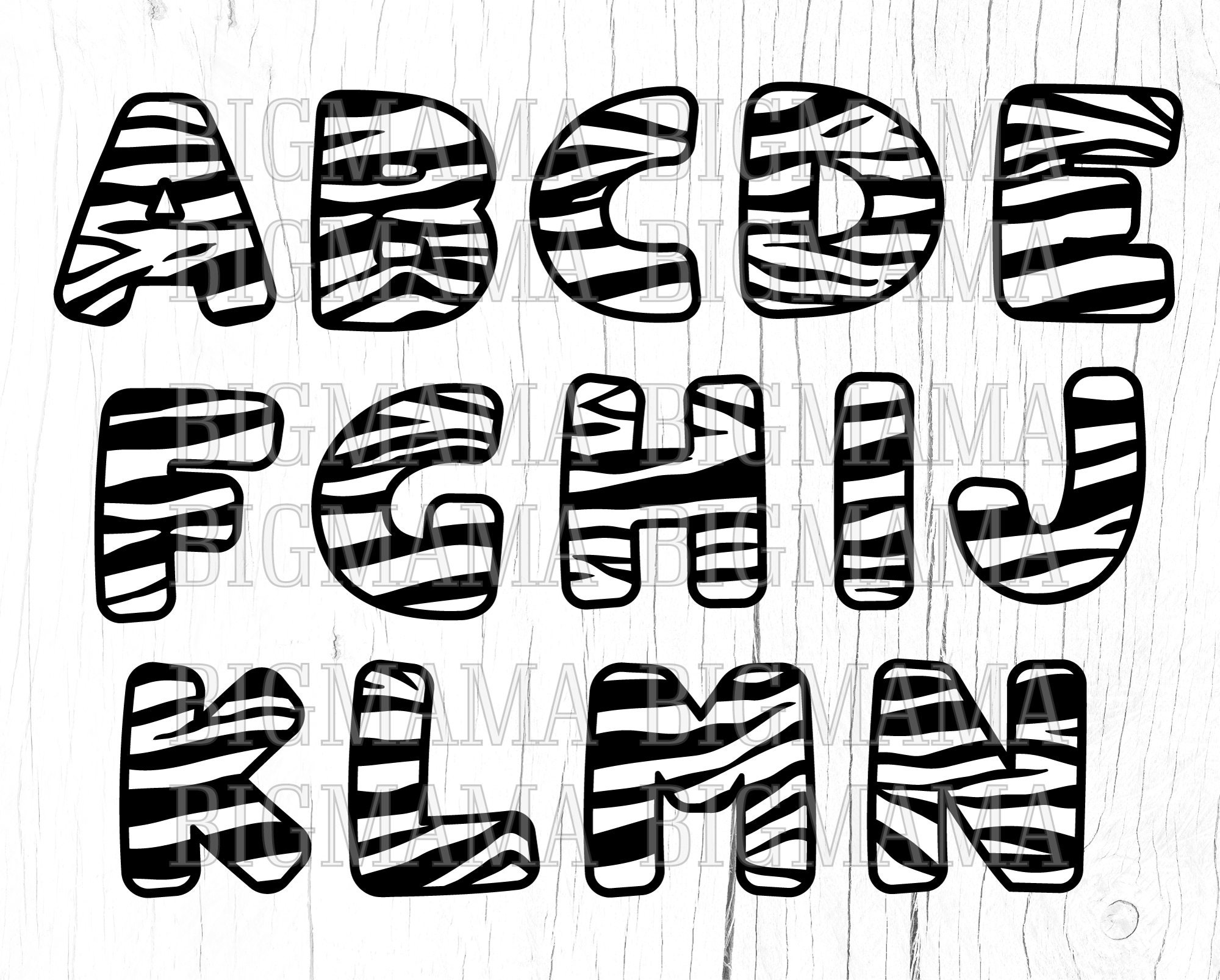 Zebra Alphabet Svgsafarinumberslettersbundleanimal - Etsy