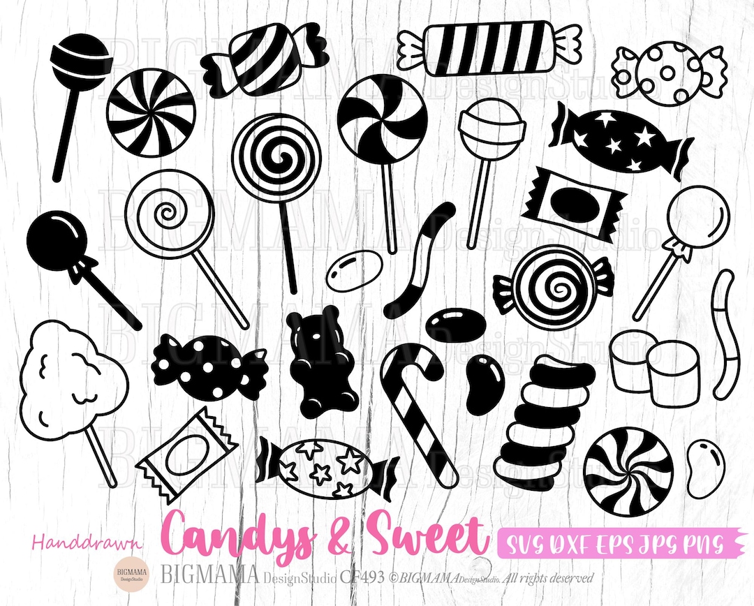Candy SVG Bundle,outline,dxf,cut File,png,halloween Treats,lollipop ...