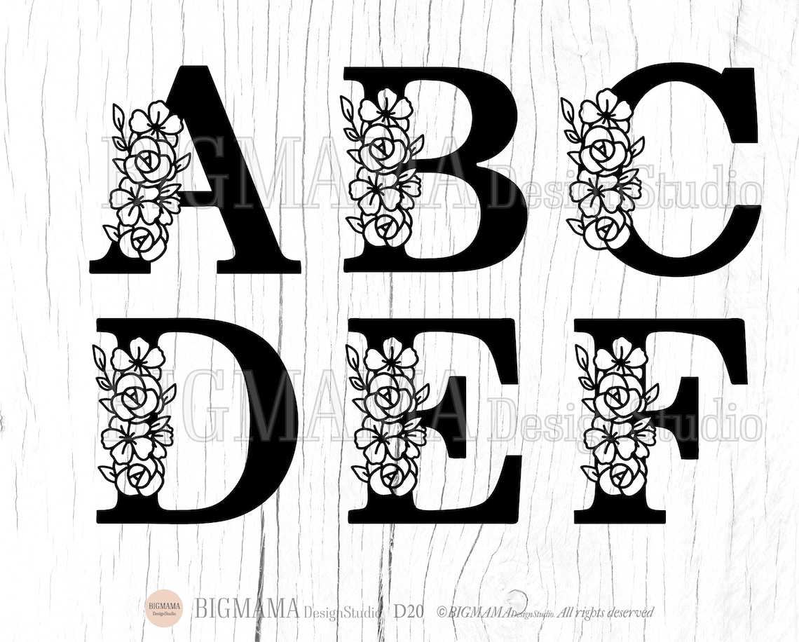 Floral Alphabet Svgflower | Etsy