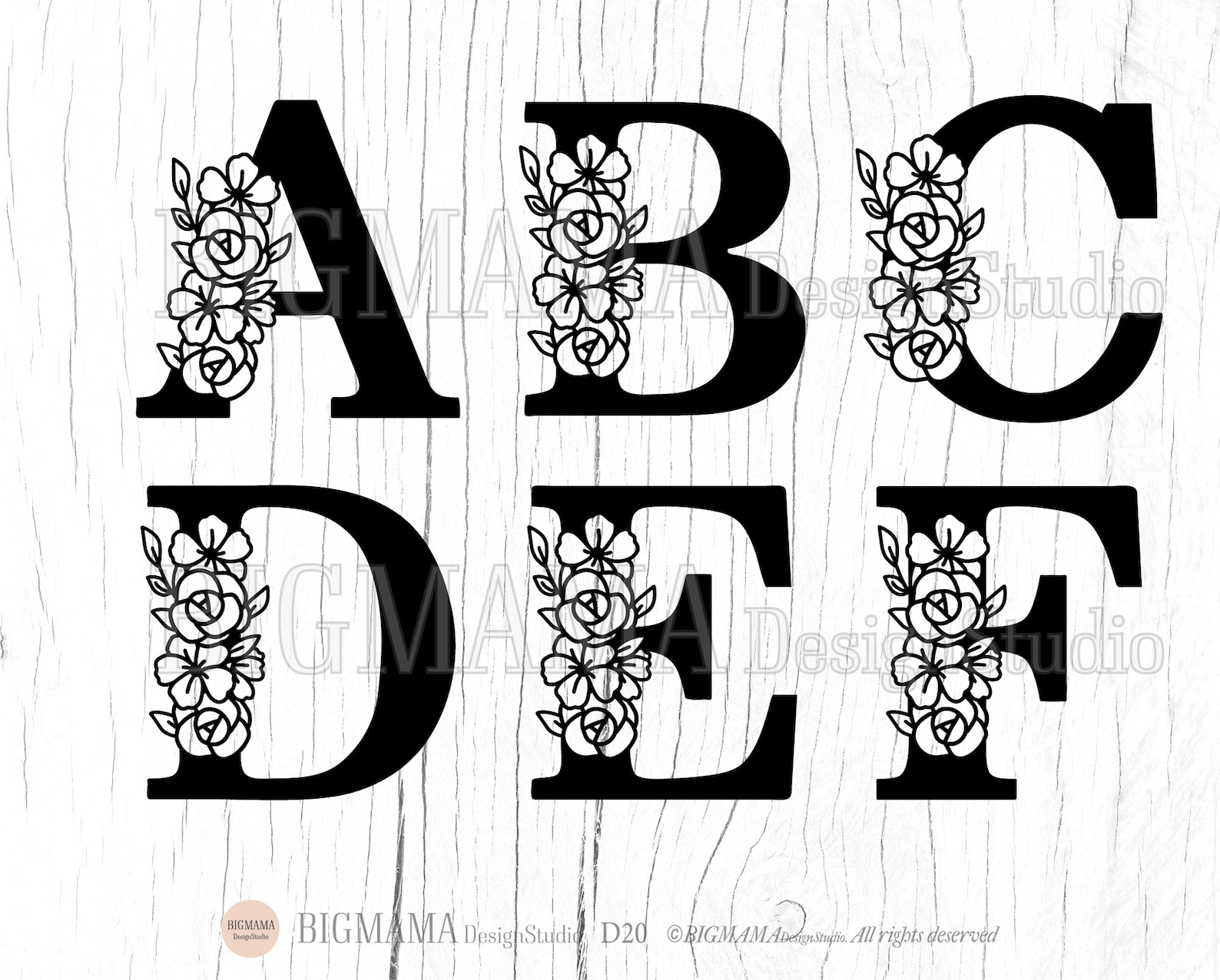 Floral Alphabet Svgflower - Etsy