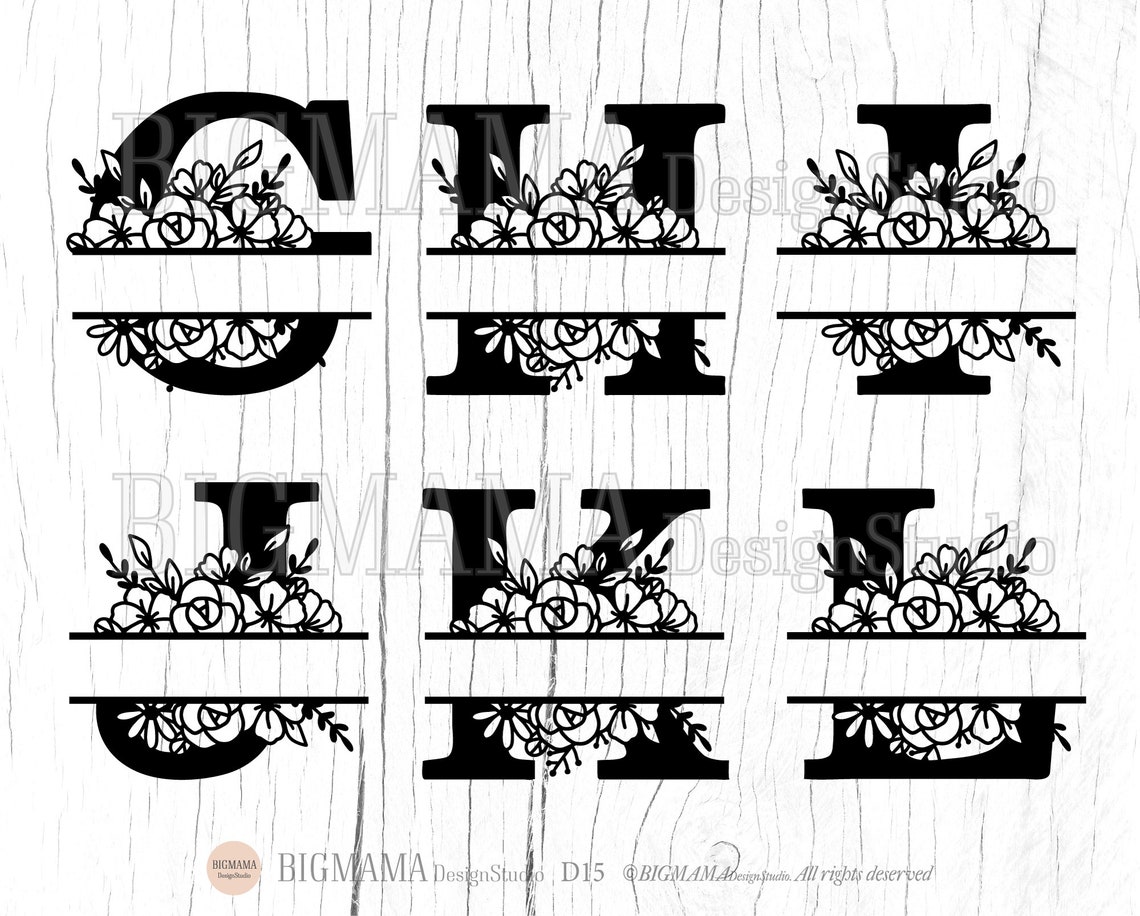 Floral Split Letters A-Z Svgflower - Etsy