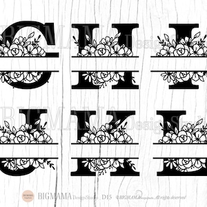 Floral Split Letters A-Z Svg,flower Monogram,wedding,alphabet,letter ...