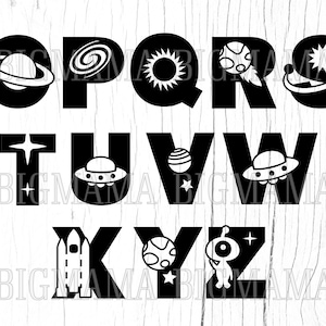 Space Alphabet Svg,numbers,letters,spaceship,astronaut,solar System ...