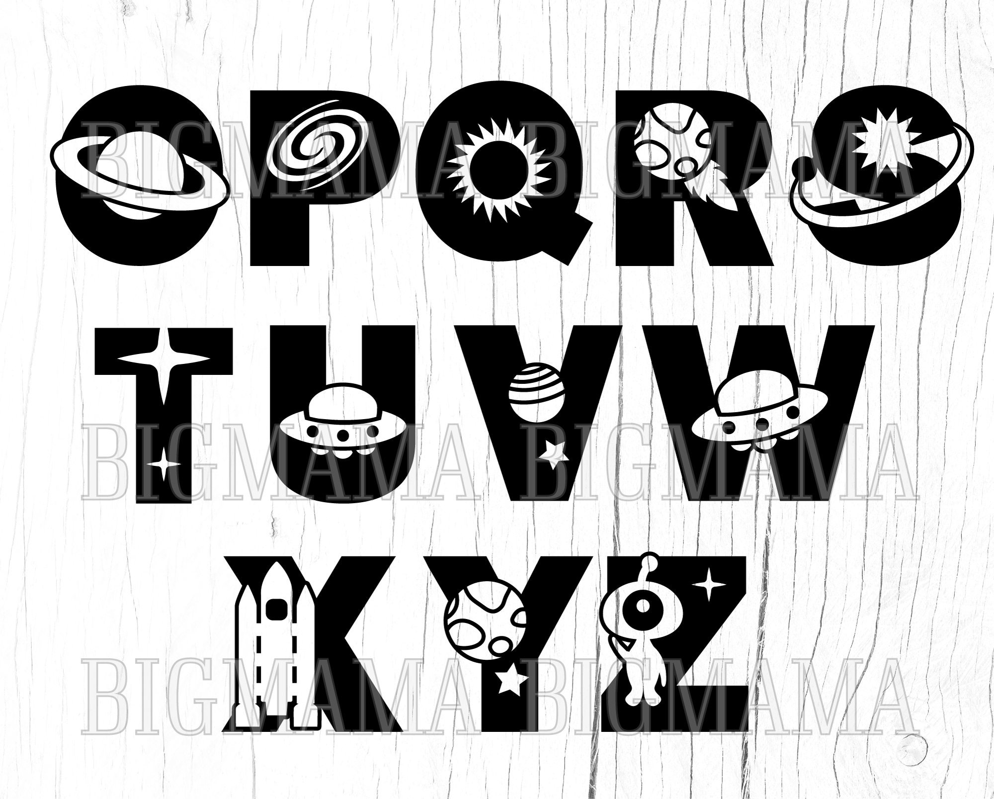 Space Alphabet Svgnumberslettersspaceshipastronautsolar - Etsy
