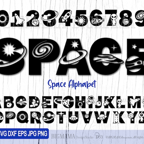 Space Alphabet SVG Font SVG Numbers Letters Spaceship - Etsy