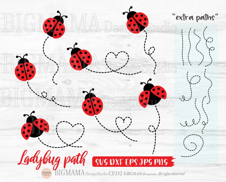 Ladybug Path Svg,ladybug With Heart,insect,bundle,layered,clipart,dxf ...