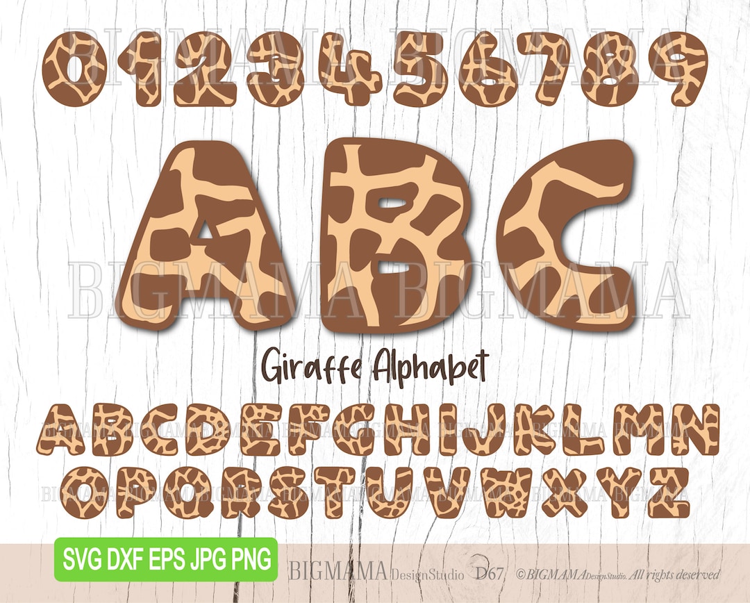Giraffe Alphabet Svg,safari,numbers,letters,bundle,animal Print,wild ...