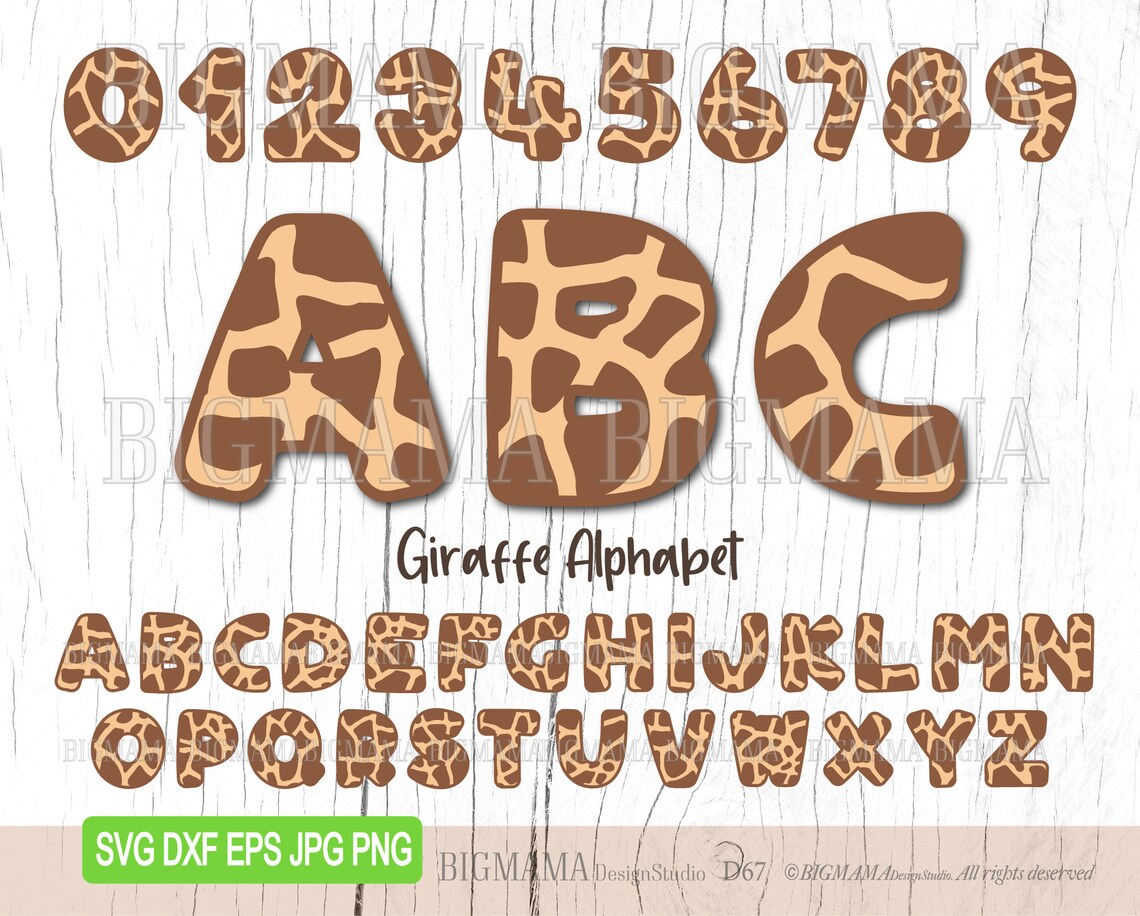 Giraffe Alphabet Svg,safari,numbers,letters,bundle,animal Print,wild ...