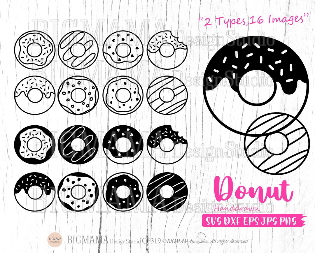 Donut Outline Svg,bundle,digital Stamp,doodle,cut File,doodle,dessert ...