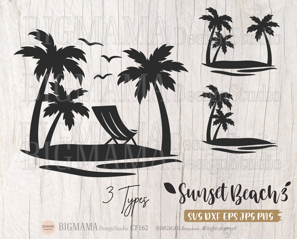 Sunset Beach Svgtropicaldxfvacationbeach - Etsy