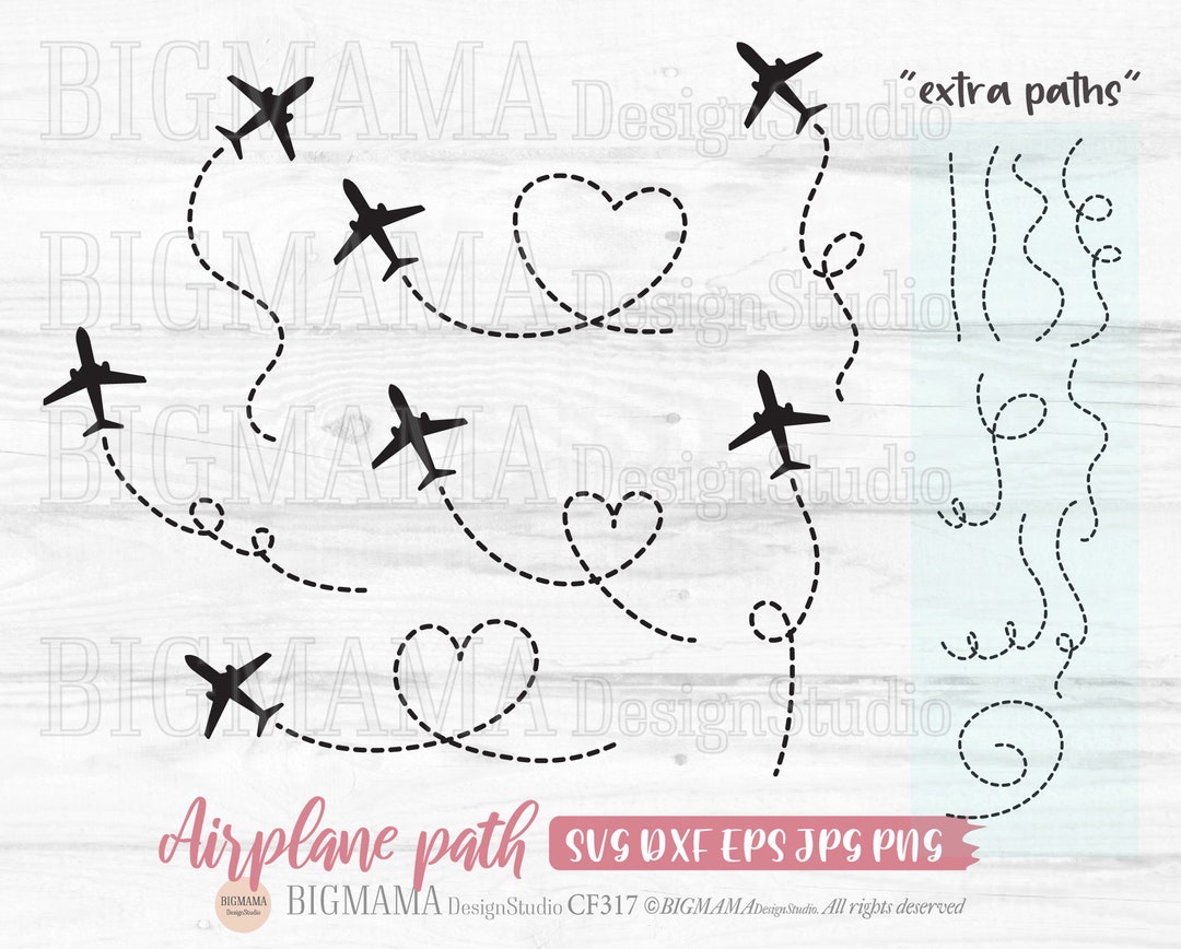 Airplane Path Bundle Svg,heart,love,travel,trip,cut File,vacation ...
