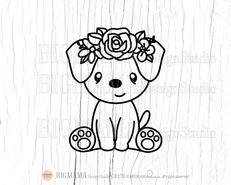 Dog Svg,floral,puppy,flower Crwon,dog With Flower,cut File for Cricut ...