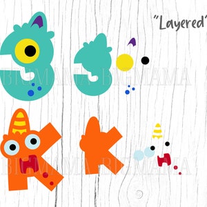 Monster Alphabet Svg,numbers,letters,birthday Boy,bundle,name,layered ...