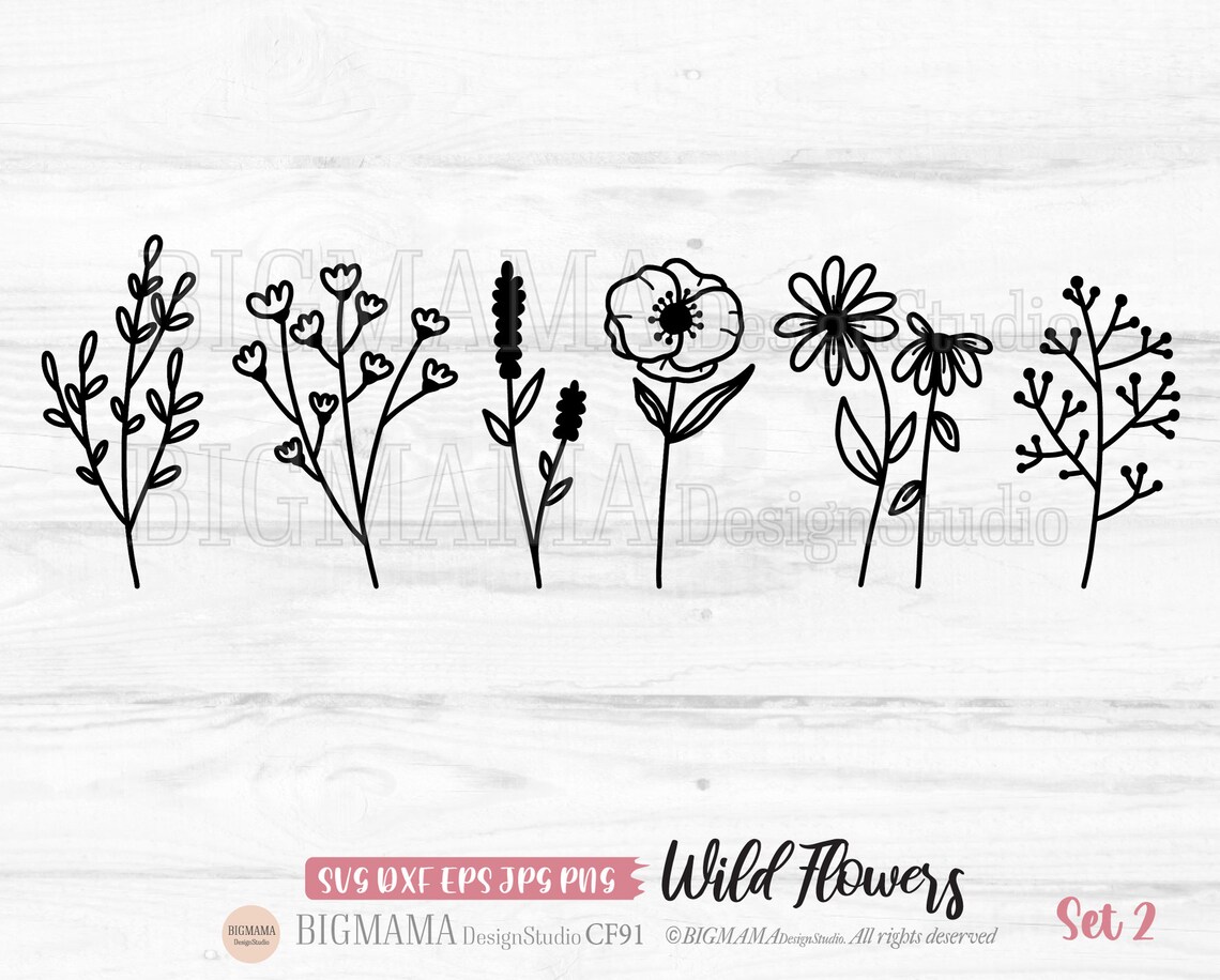 Wildflower Svg,wildflower Svg Bundle,leaves,dxf,t-shirt,floral,daisy ...