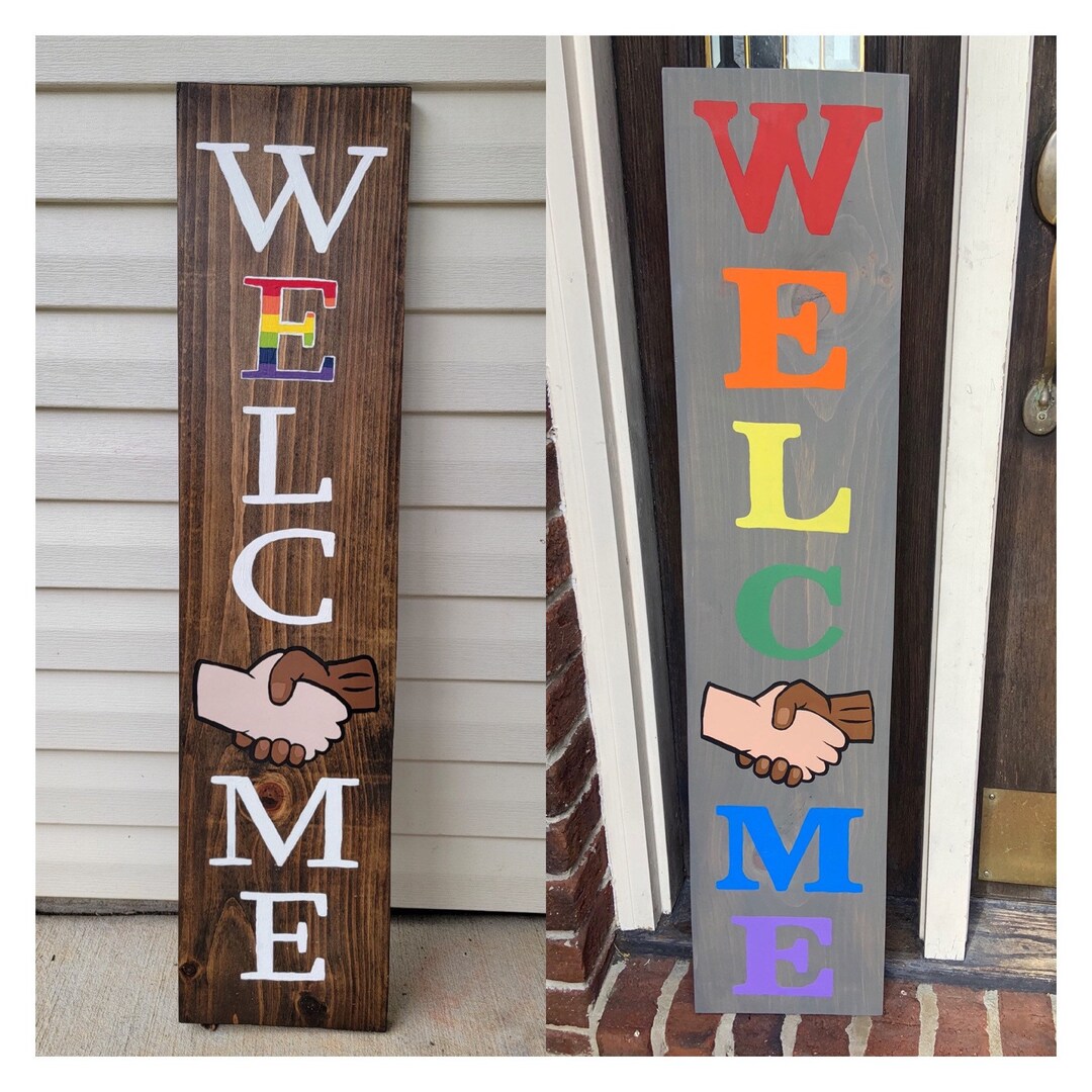 LGBTQ Colorful Welcome Sign - Etsy