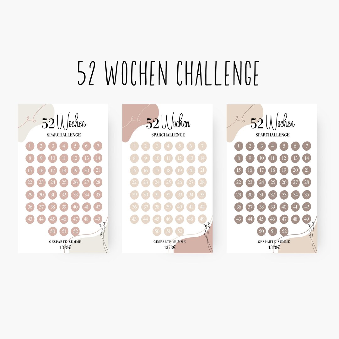 52 Weeks Challenge Savings Challenge 52 Weeks Challenge - Etsy