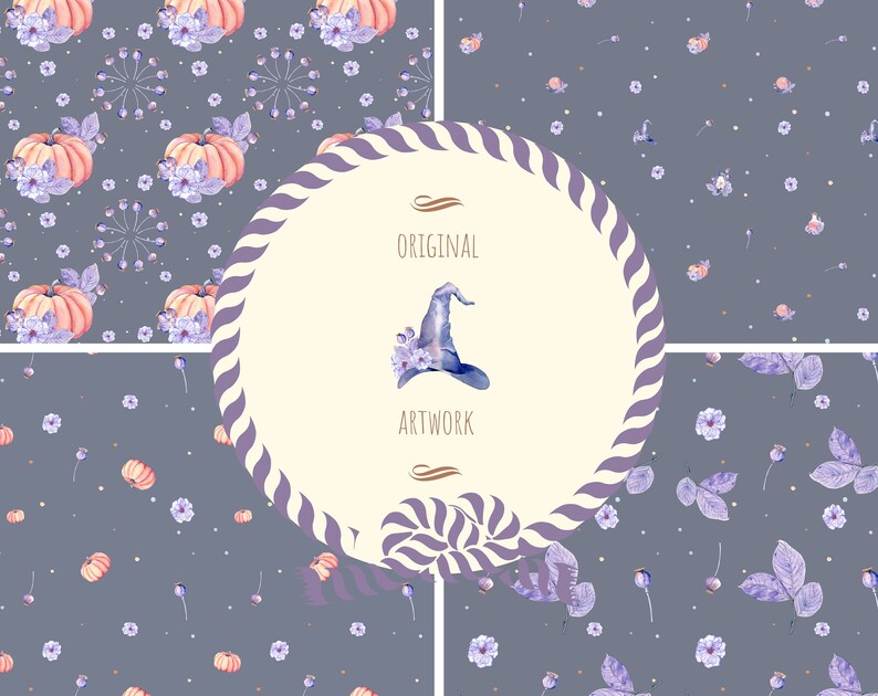 Watercolor Halloween Digital Paper, 16 Seamless Patterns. Handpainted ...