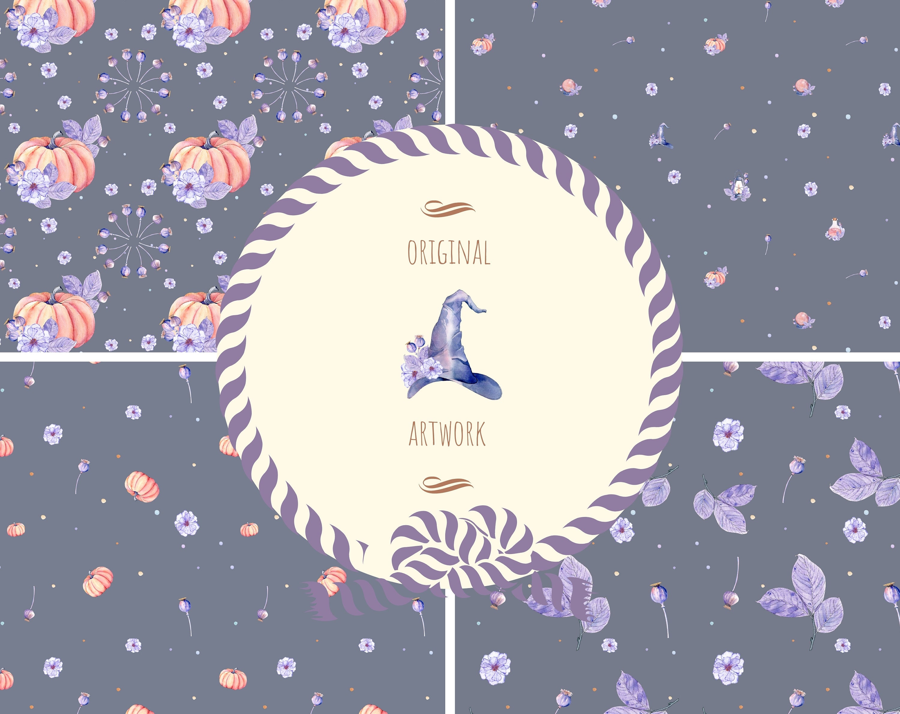 Watercolor Halloween Digital Paper, 16 Seamless Patterns. Handpainted ...